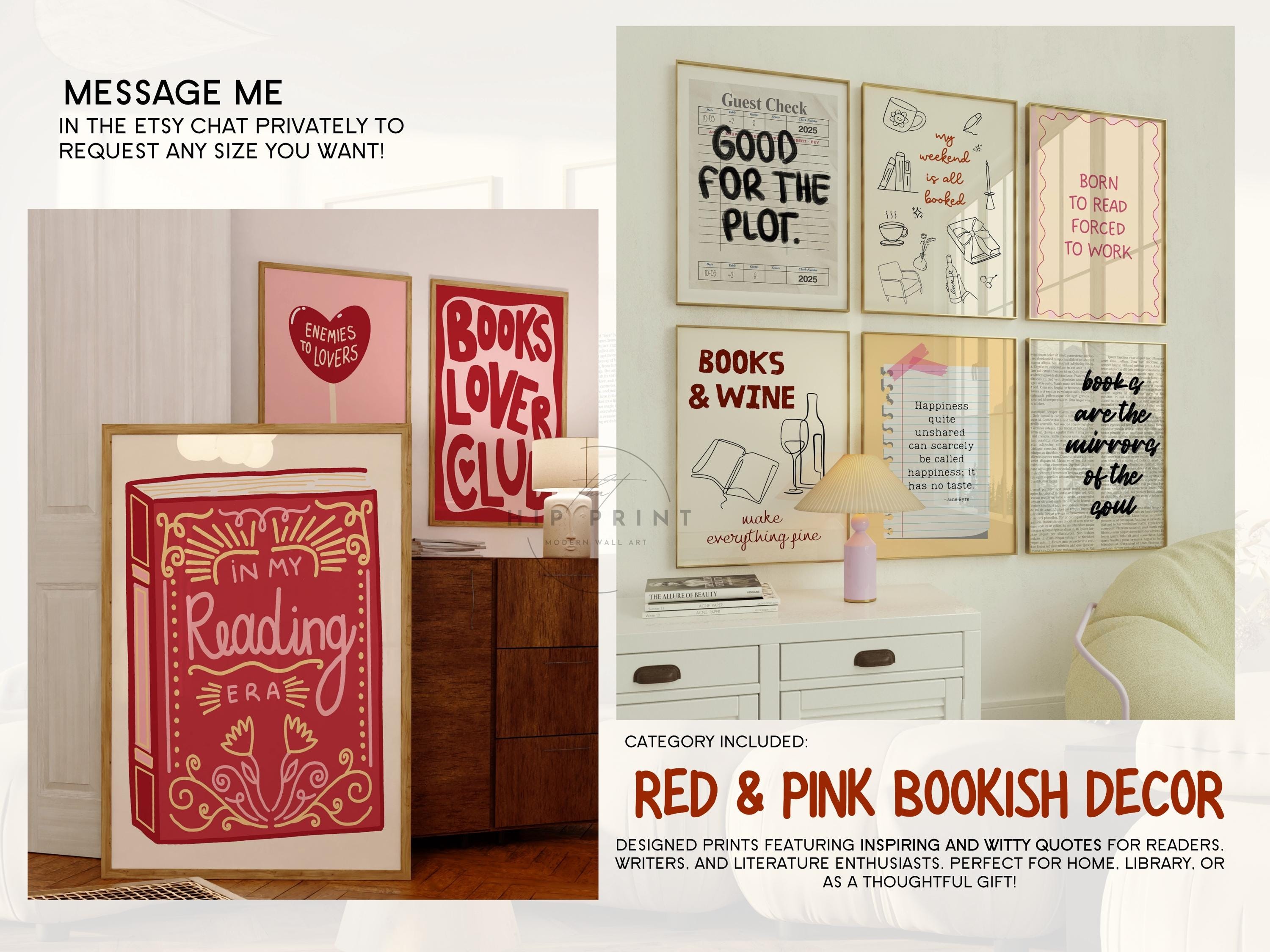 Book Lover Wall Art Print Set, Hand-drawn, Bookish Decor (digital ...