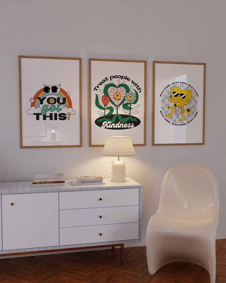Retro Groovy Print Vintage Retro Wall Art 70s Style Poster Trendy Print ...