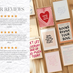 Book Lover Wall Set of 100, Printable Book Quotes Gallery, Cozy Reading ...