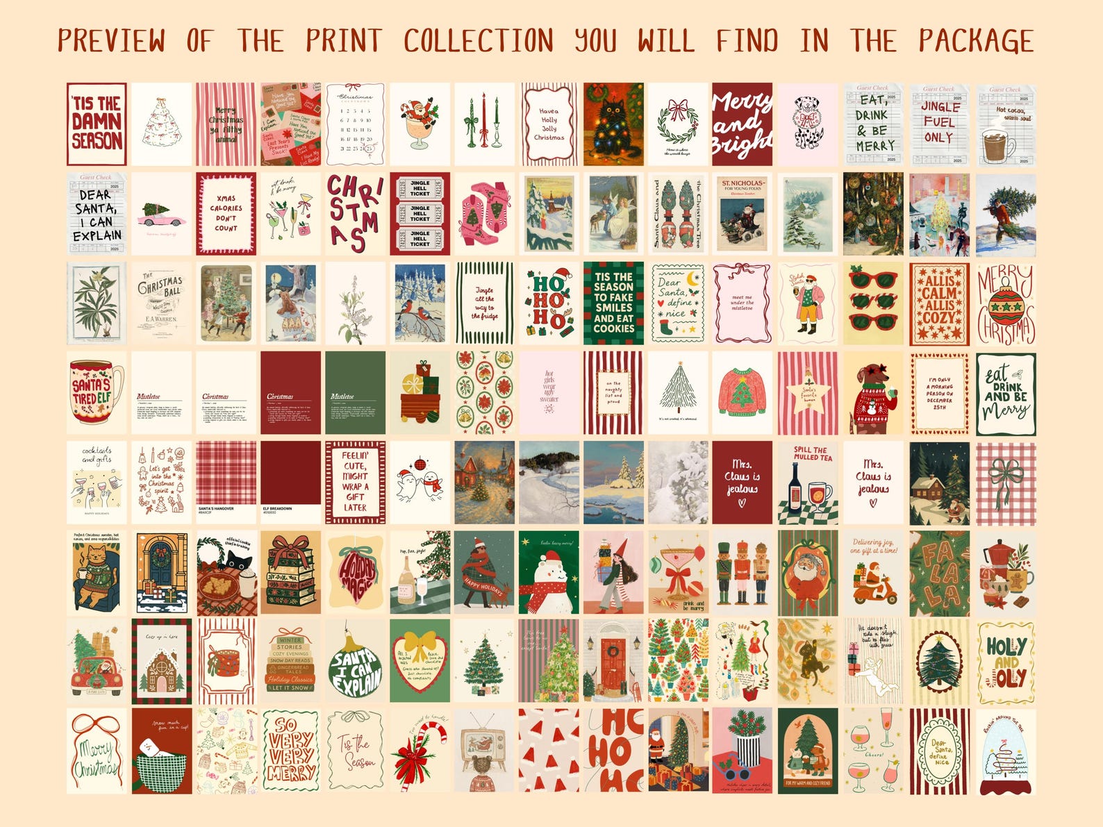 Christmas Wall Art Mega Bundle 590 Prints, Holiday Printable Poster ...