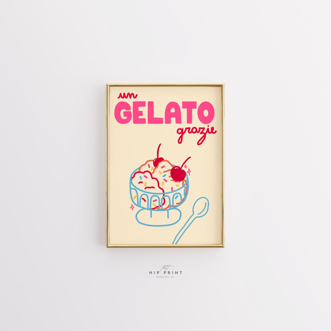Italian Gelato Art Print, Retro Dessert Poster (digital Download) - Etsy