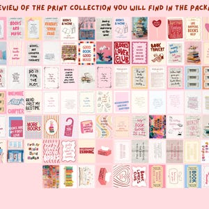 Book Lover Wall Set of 100, Printable Book Quotes Gallery, Cozy Reading ...