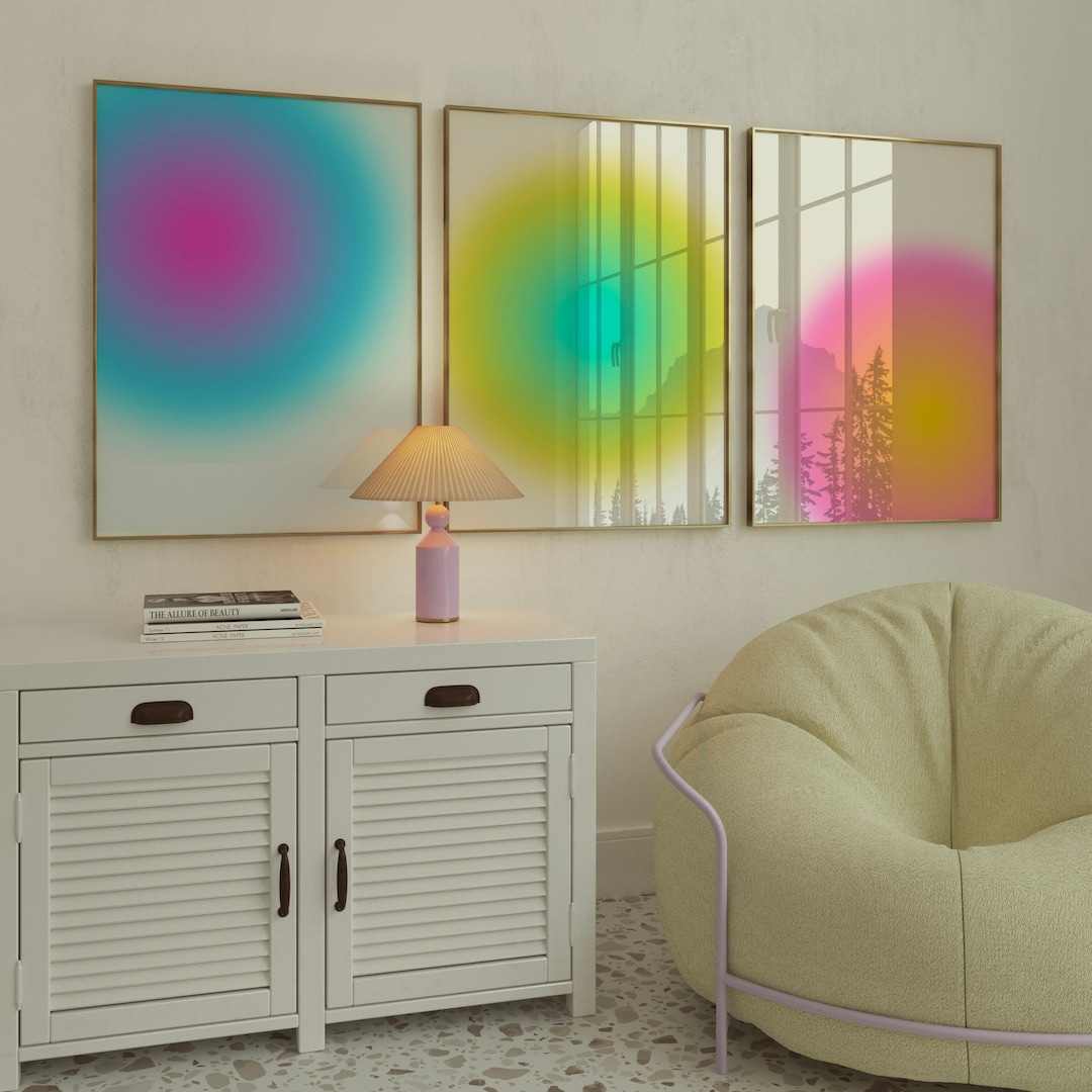 Grainy Gradient Aura Art Prints, Colorful Wall Decor (digital Download ...