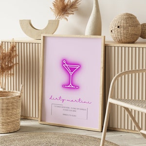 Set of 2 Cocktail Print, Retro Cocktail Print, Cocktail Wall Art Print ...