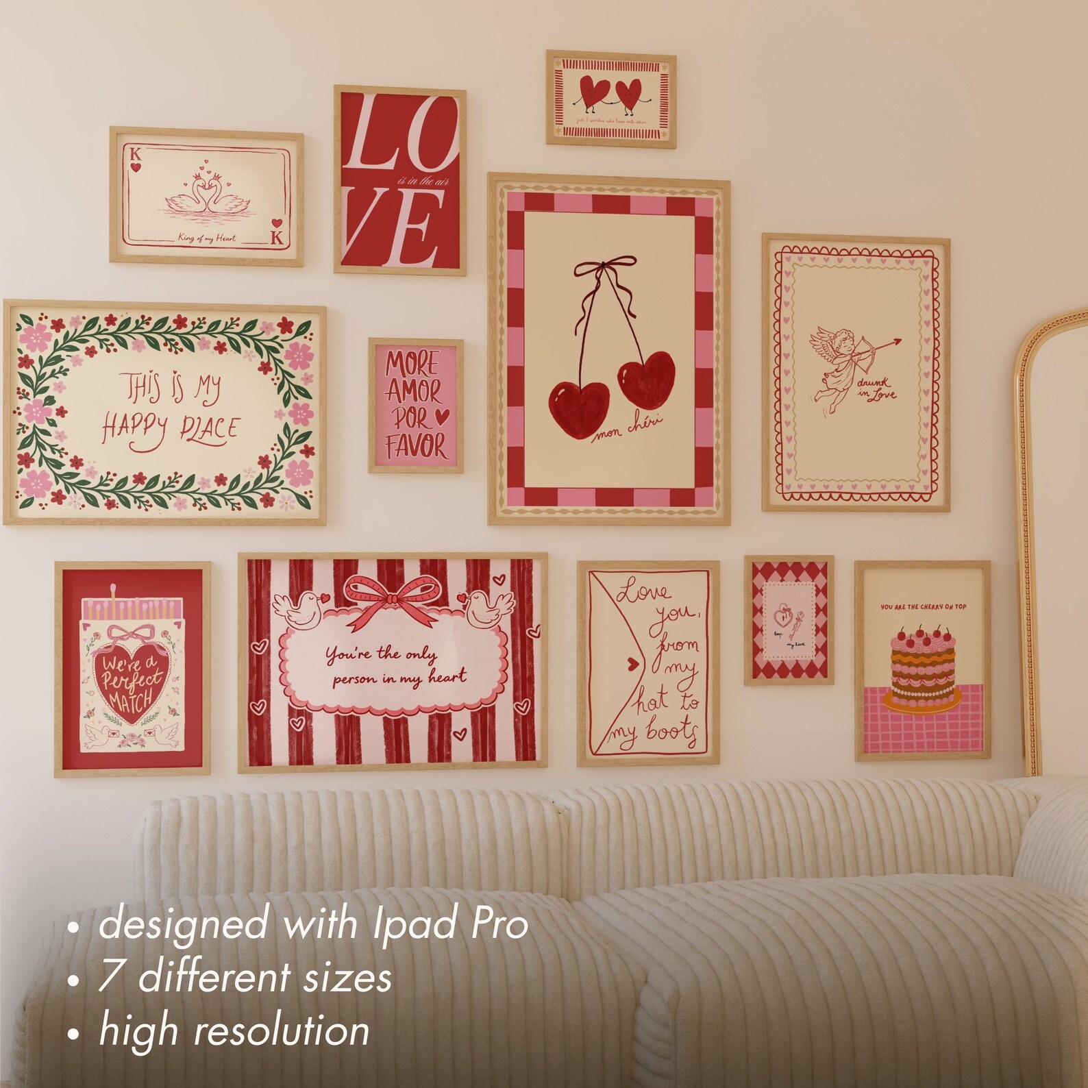 Valentine Wall Art Bundle, 16 Romantic Valentine Prints, Vintage Love ...