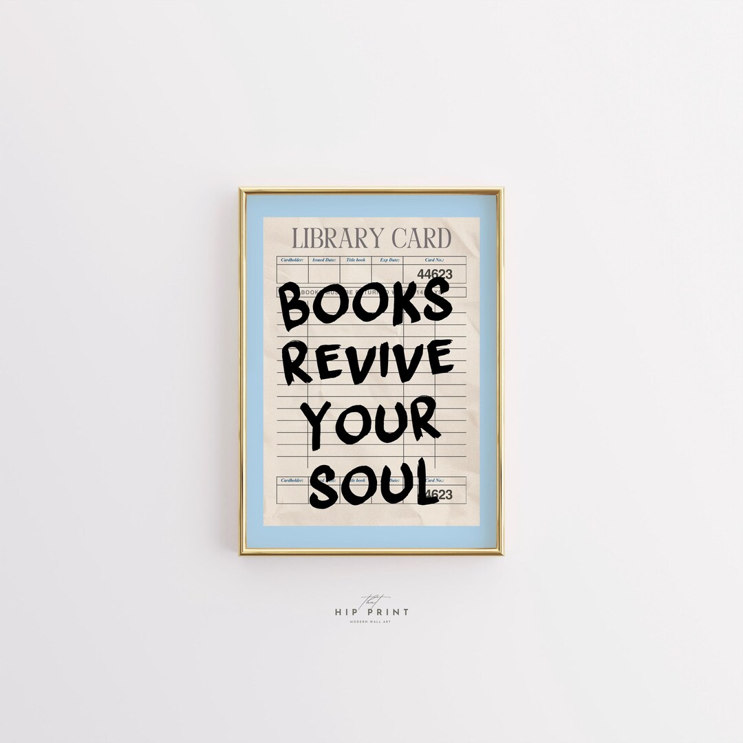 Library Card Book Print, Reading Lover Wall Art, Literary Quote Poster ...