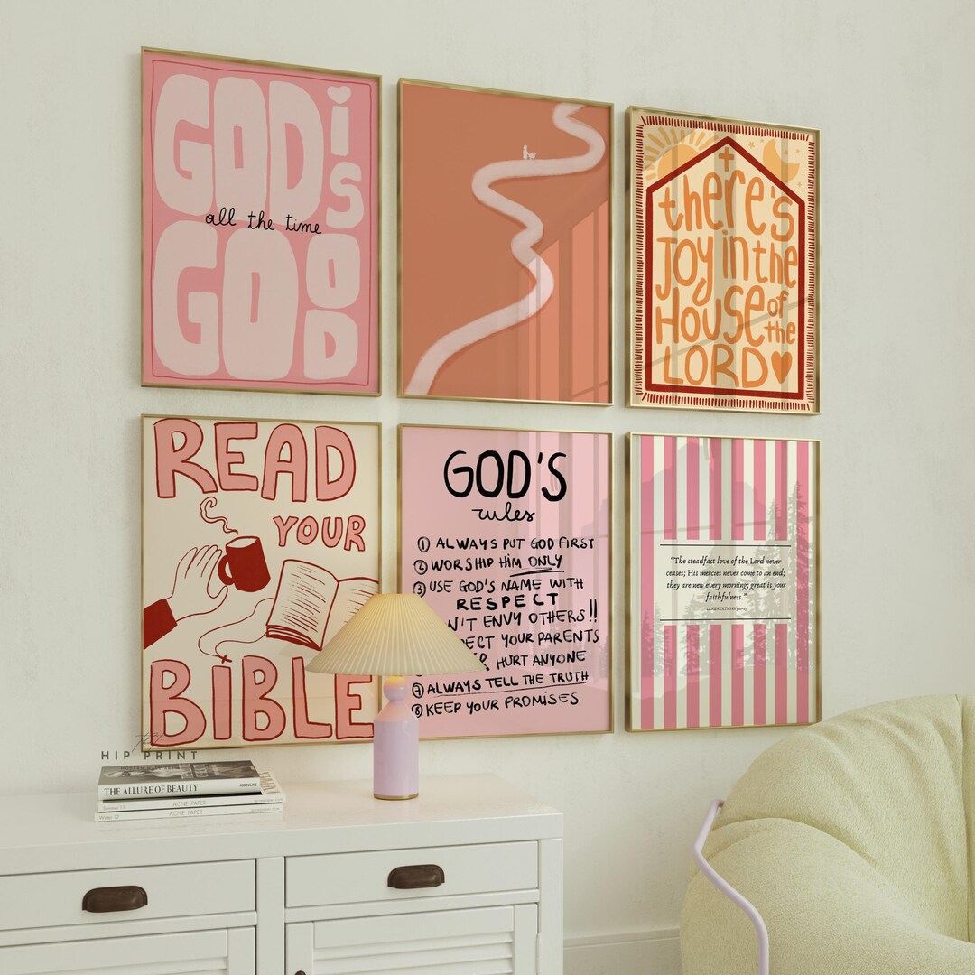 Christian Wall Art Set of 6, Bible Verse Prints, Faith Quote Posters ...