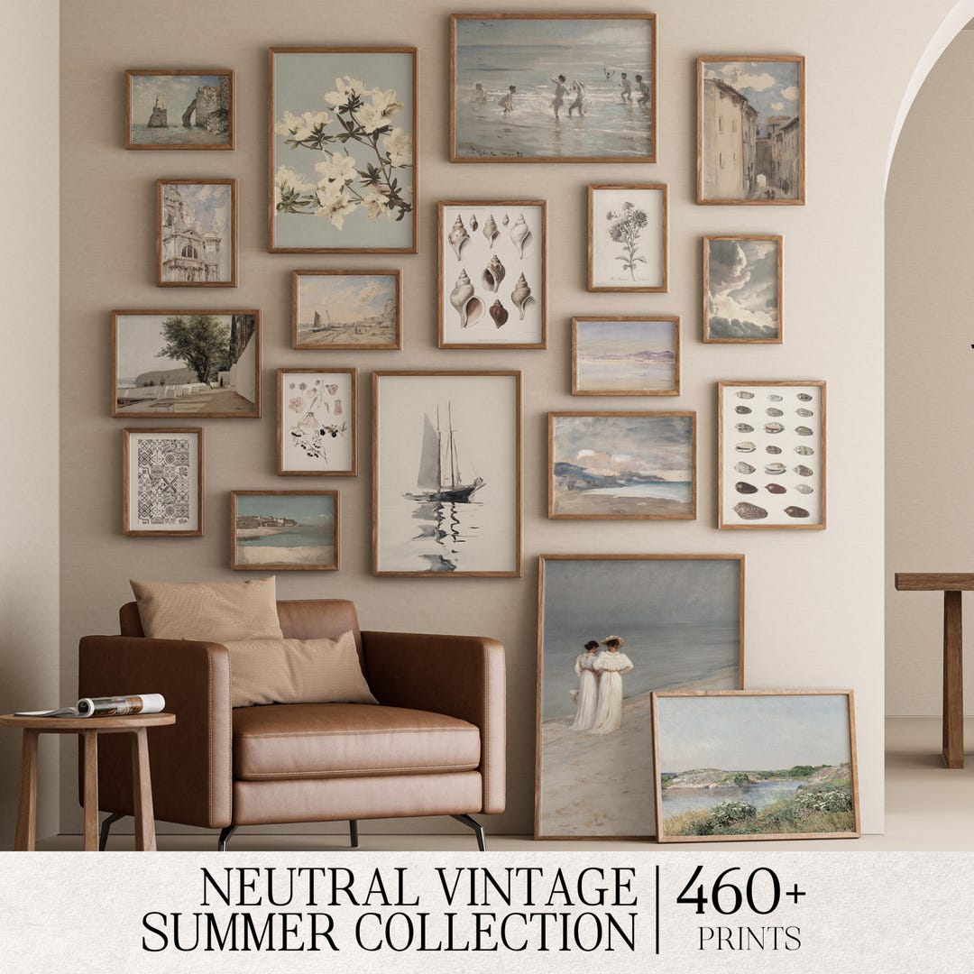 Bundle of 460+ Neutral Vintage Summer Prints , Neutral Gallery Wall Art ...