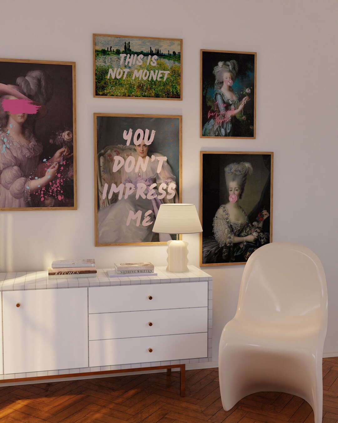 Set 5 Altered Painting, Altered Vintage Painting, Portrait Painting ...