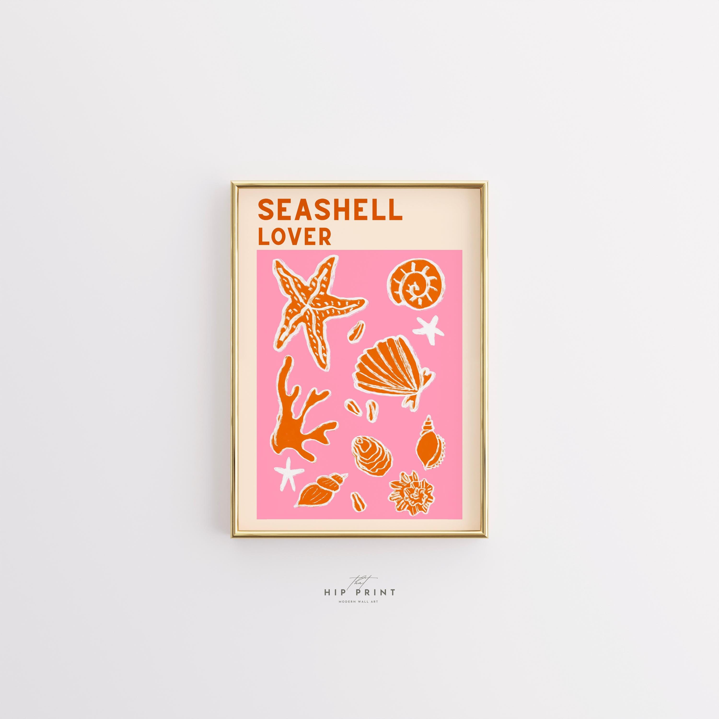 Seashell Lover Art Print, Preppy Pink Coastal Decor (instant Download ...