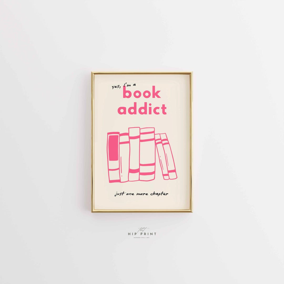 Pink Book Lover Poster, Bookworm Home Library Art (digital Download) - Etsy