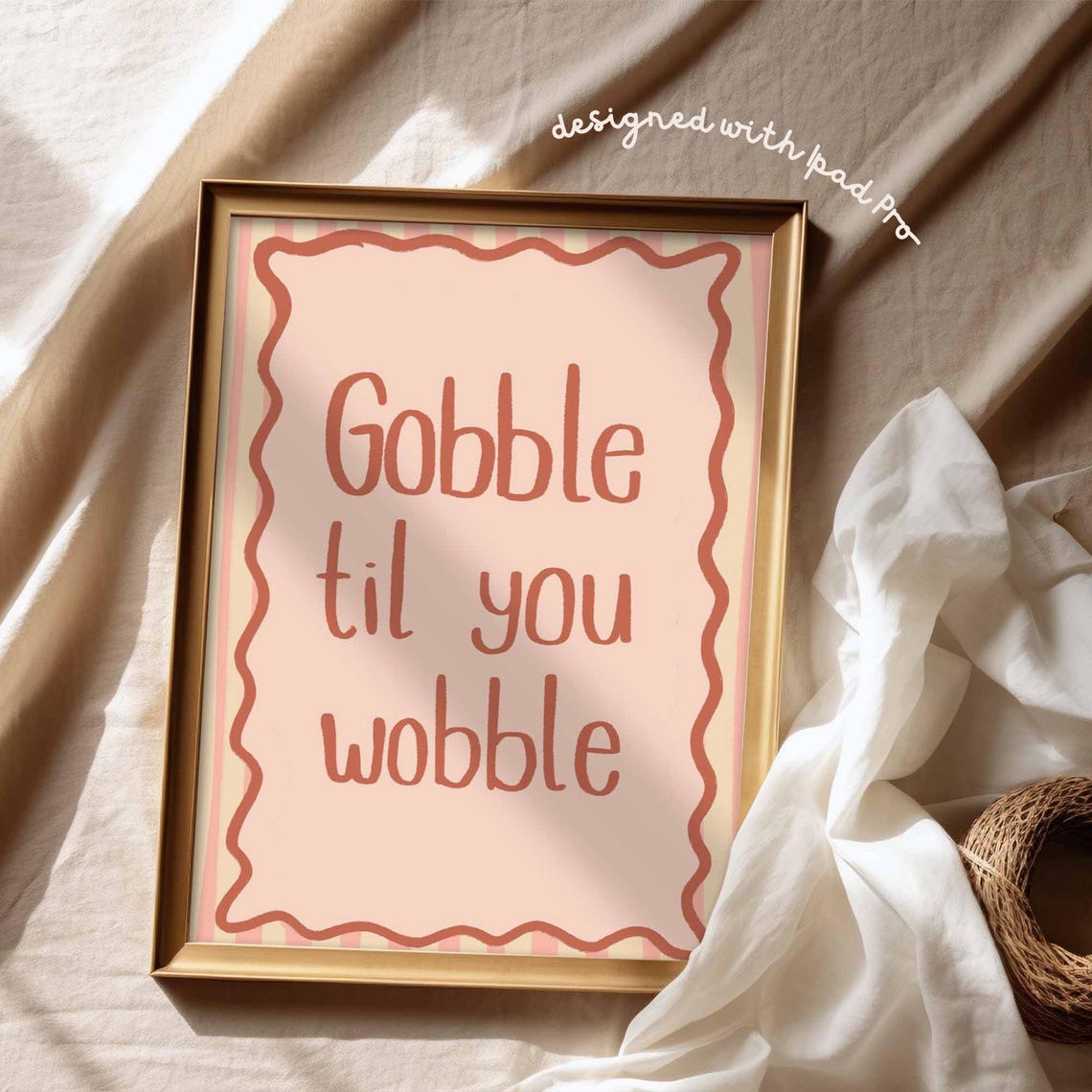 Gobble Til You Wobble Wall Art, Funny Thanksgiving Print, Cute Fall ...