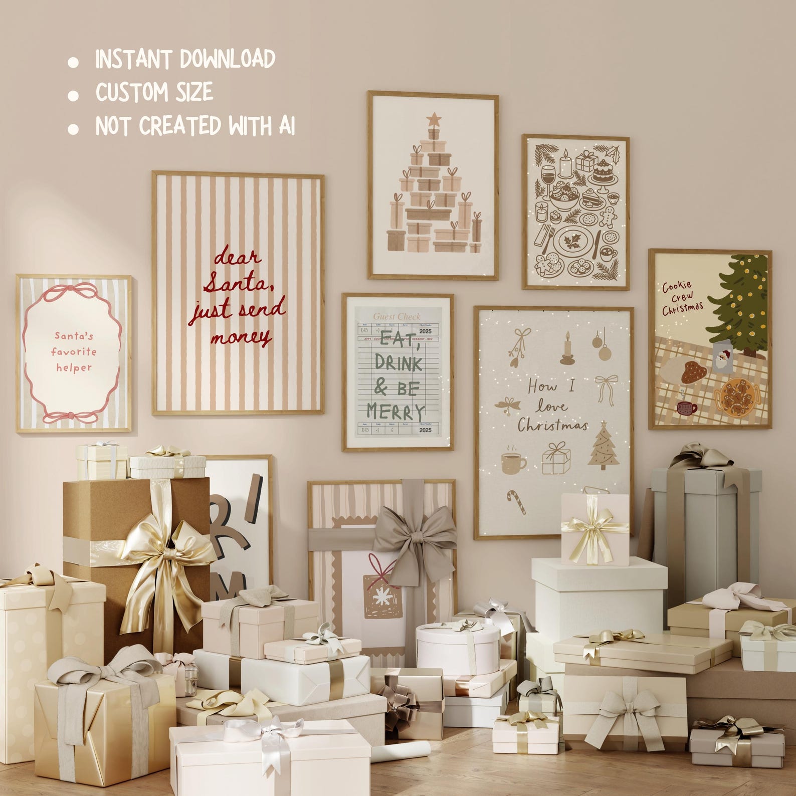 Christmas Wall Art Bundle 120 Prints, Holiday Printable Poster Set ...