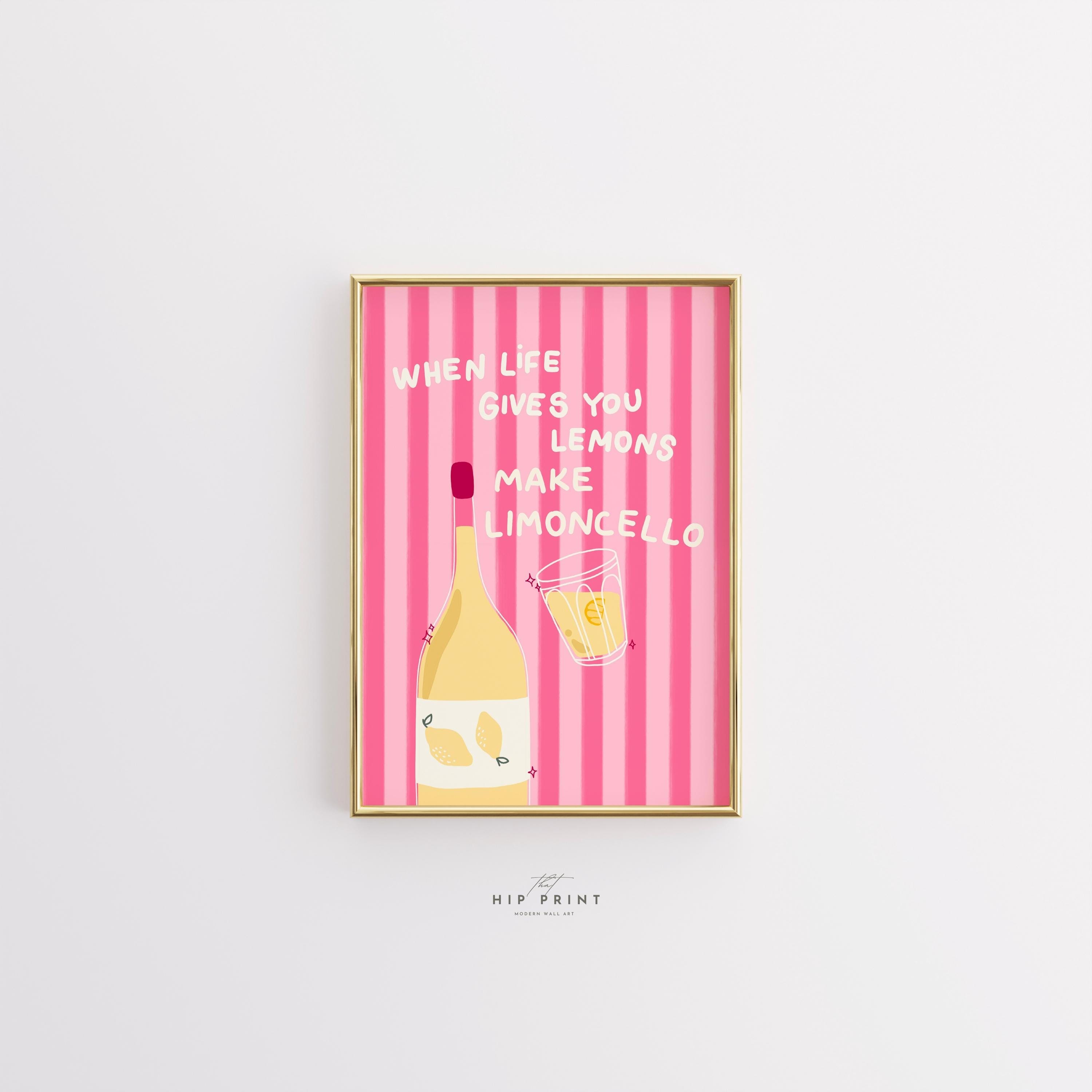 Limoncello Kitchen Print, Funny Italian Quote, Retro Summer Wall Art ...