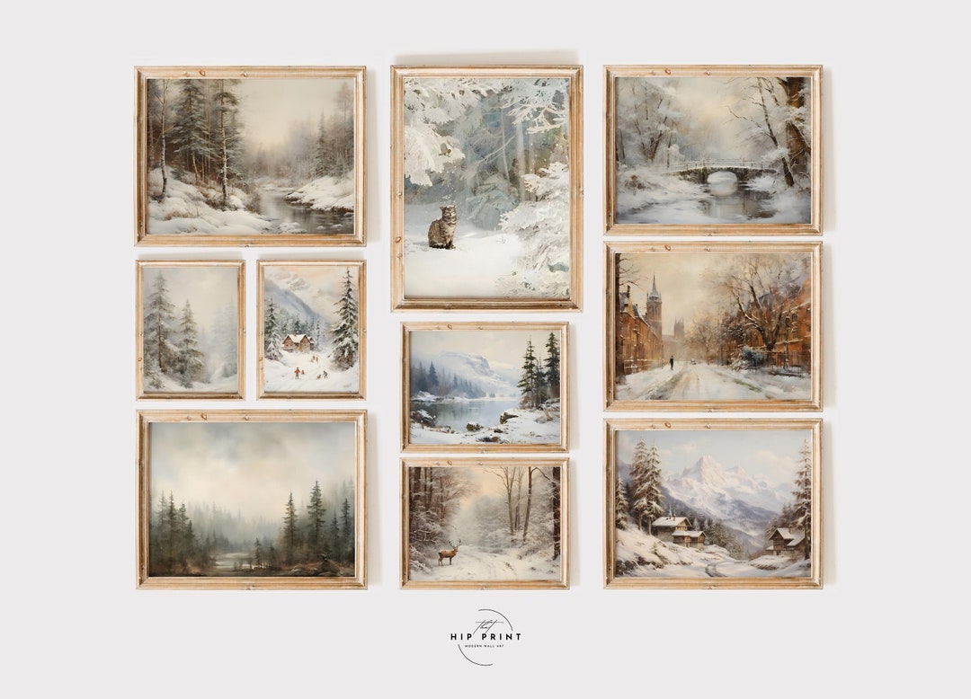 Winter Landscape Painting Prints | Neutral Gallery Wall Art (digital ...
