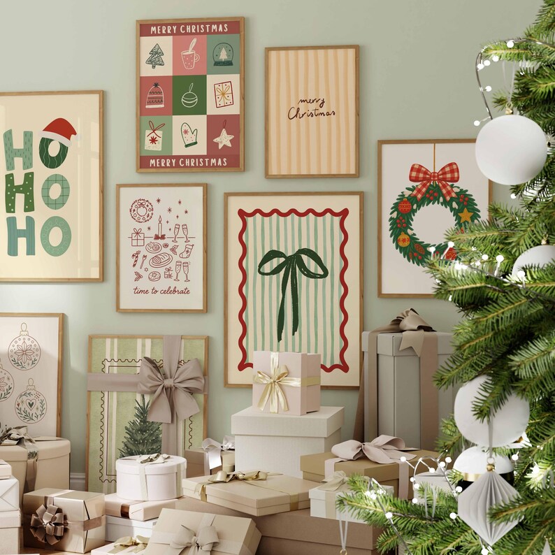 Christmas Wall Art Bundle 100 Prints, Holiday Quote Prints Pack, Retro ...