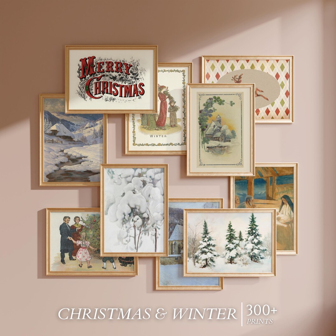 Vintage Christmas and Winter Wall Art Bundle, 300+ Retro Holiday Prints ...
