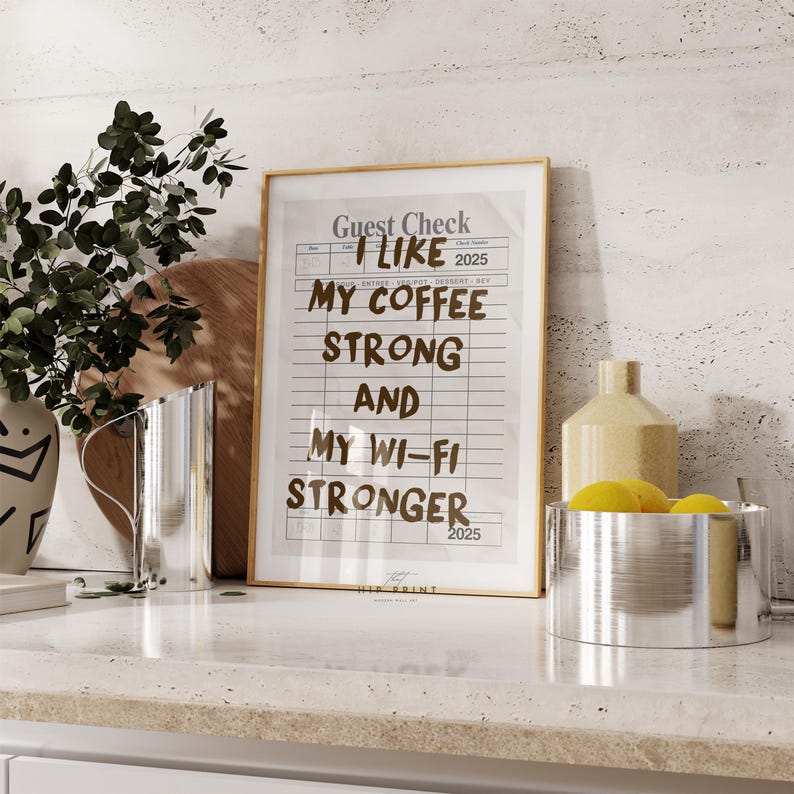 Funny Coffee Quote Print, Vintage Kitchen Wall Art (digital Download ...
