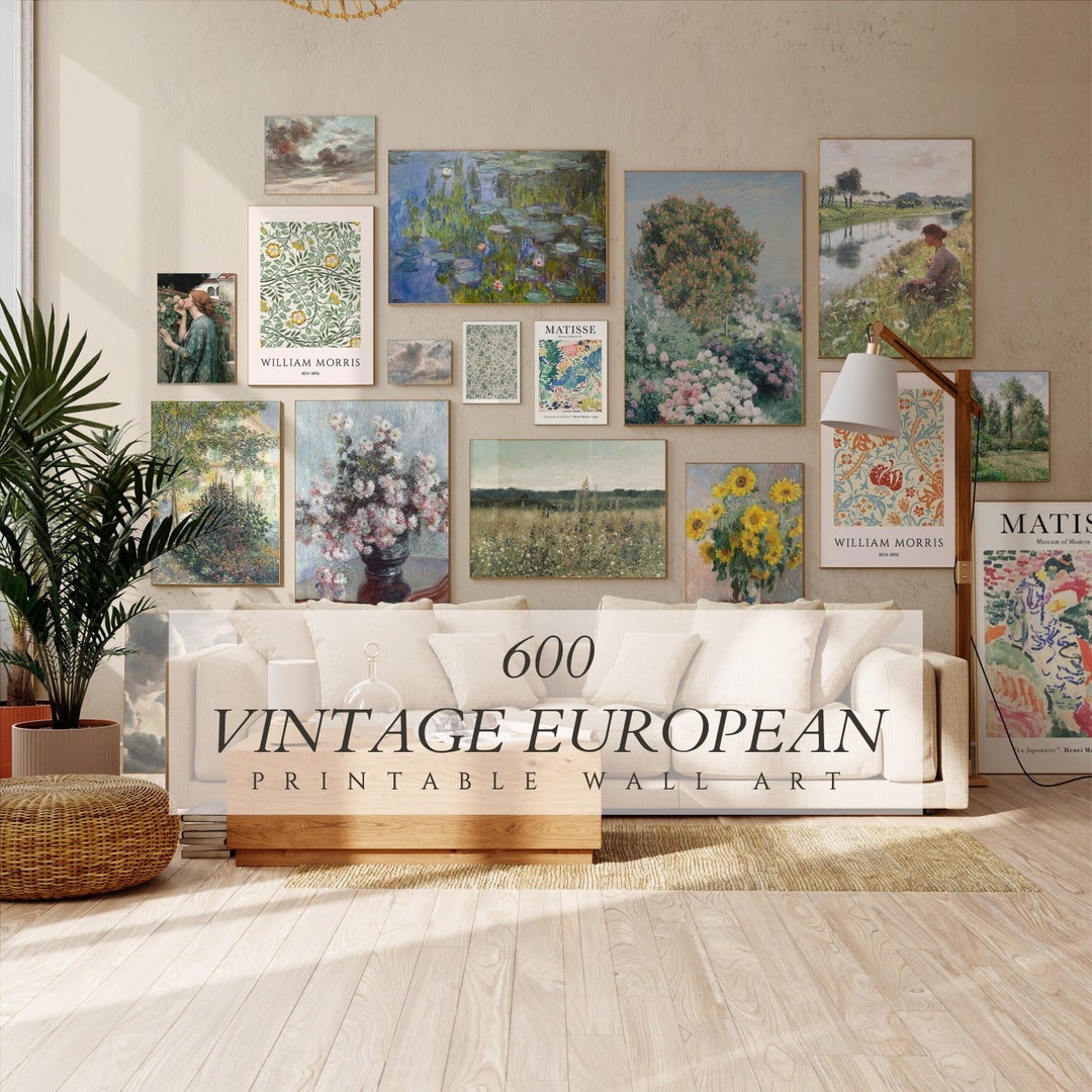 Vintage Gallery Wall Set of 600 , Gallery Wall Art Set , Eclectic MEGA ...