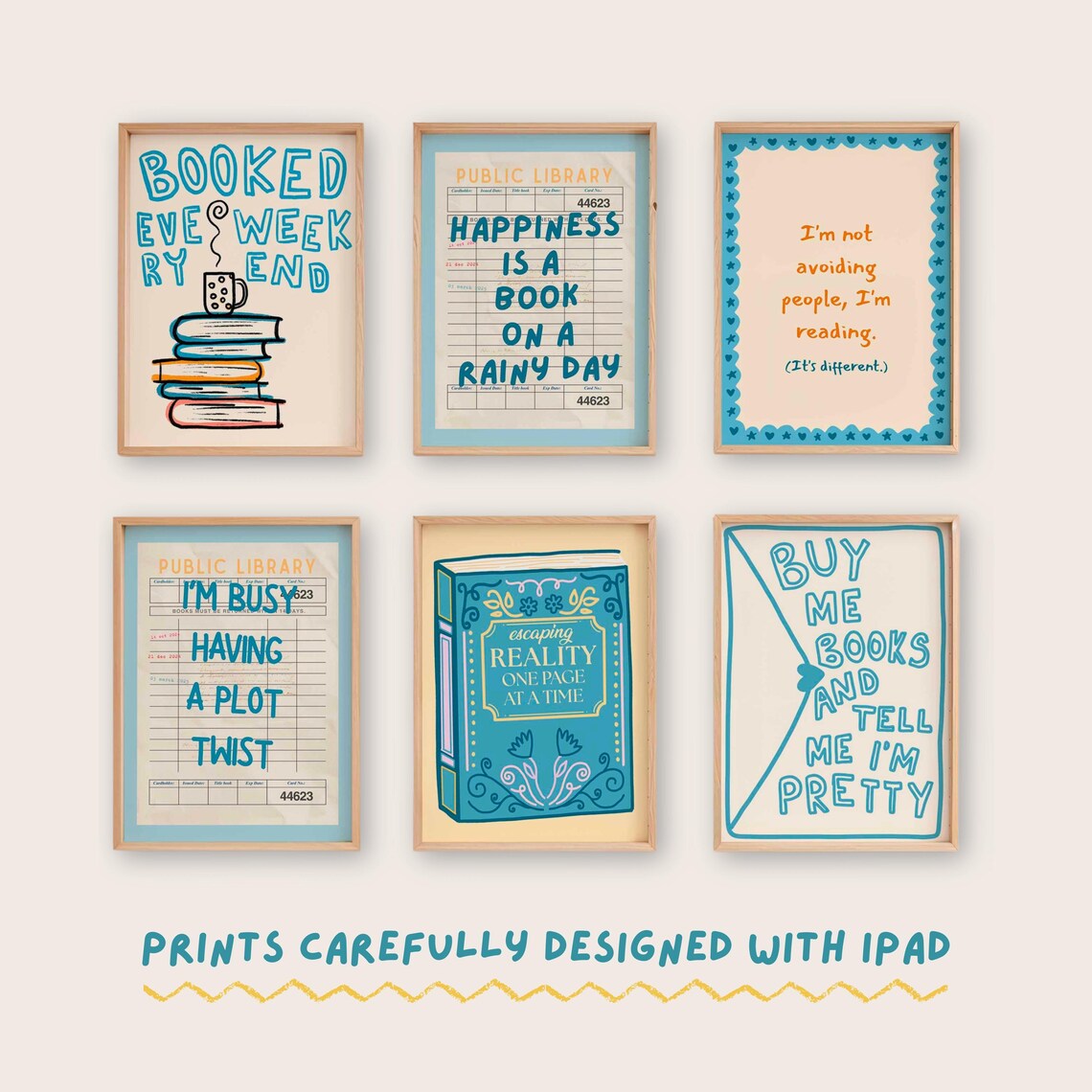 Funny Book Lover Quote Prints, Bookish Wall Art Set (digital Download ...