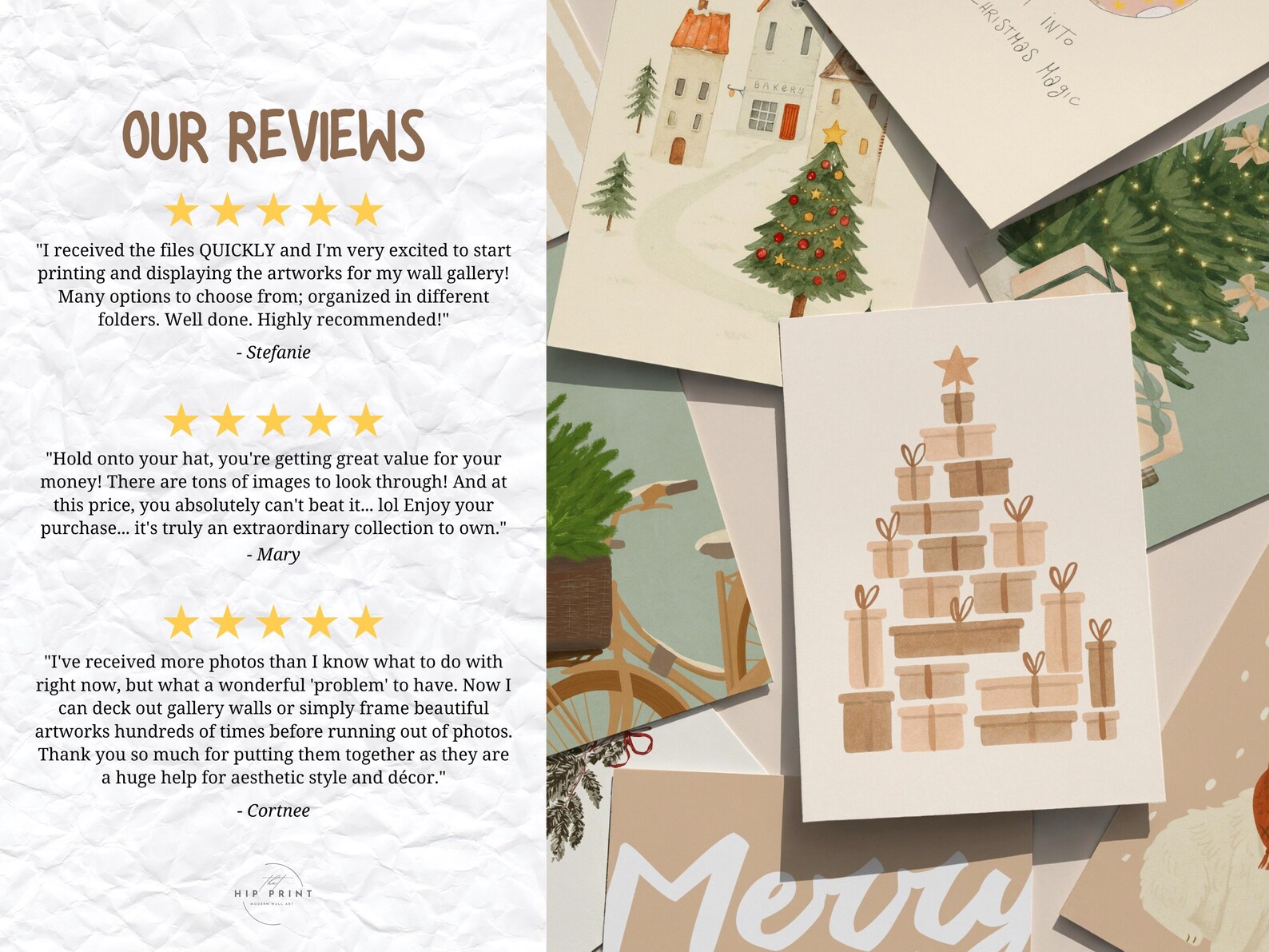 Christmas Wall Art Bundle 120 Prints, Holiday Printable Poster Set ...