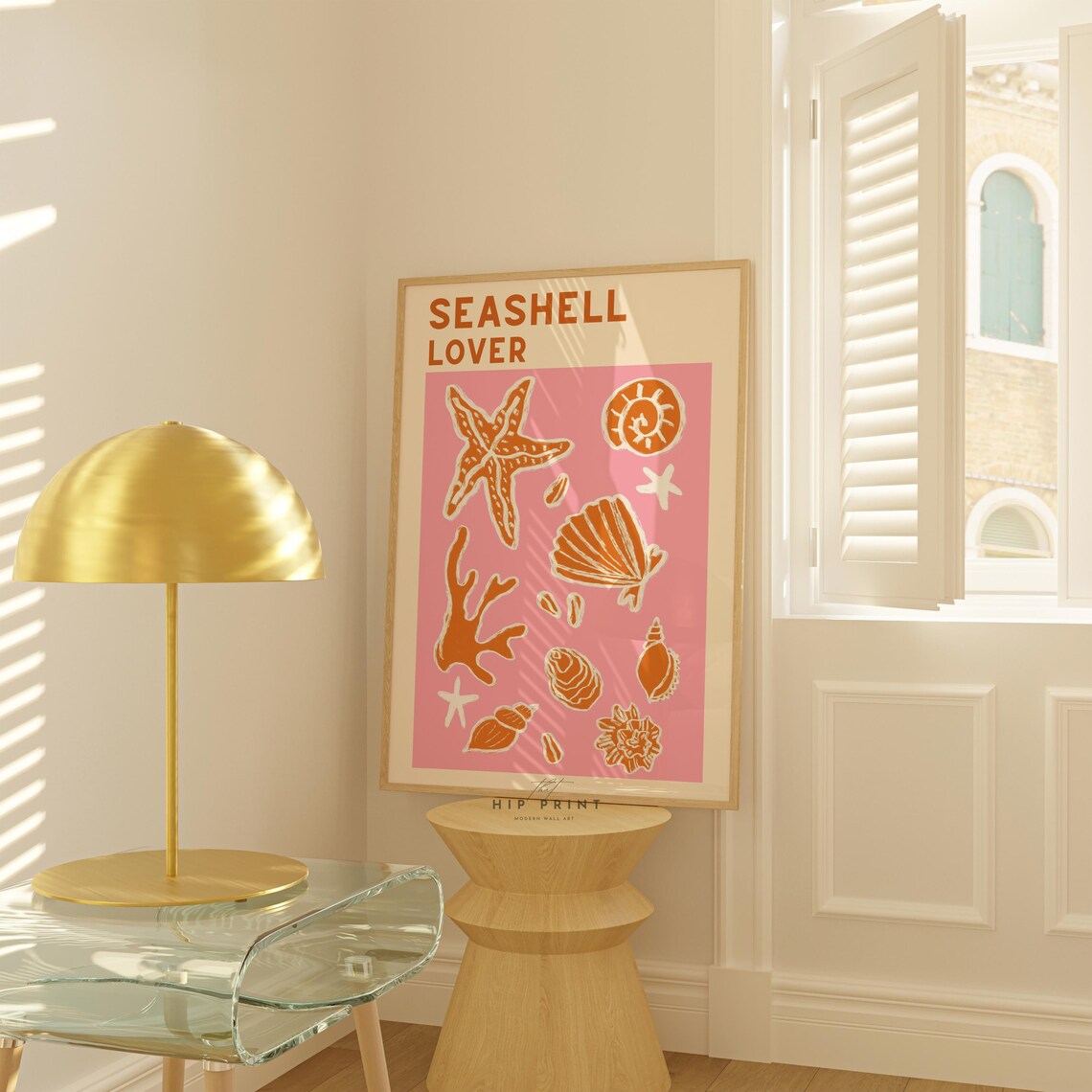 Seashell Lover Art Print, Preppy Pink Coastal Decor (instant Download ...