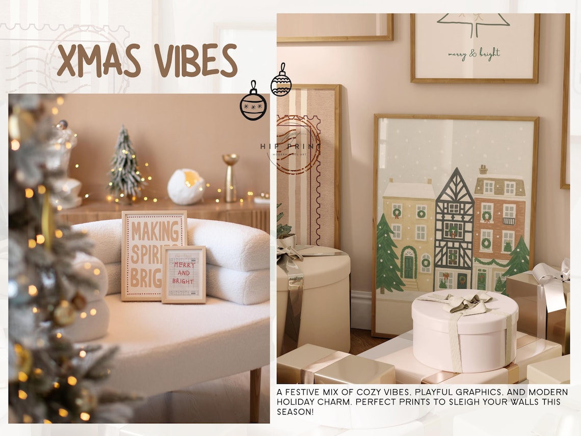 Christmas Wall Art Bundle 120 Prints, Holiday Printable Poster Set ...