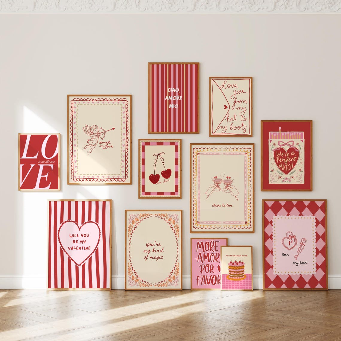 Valentine Wall Art Bundle, 16 Romantic Valentine Prints, Vintage Love ...