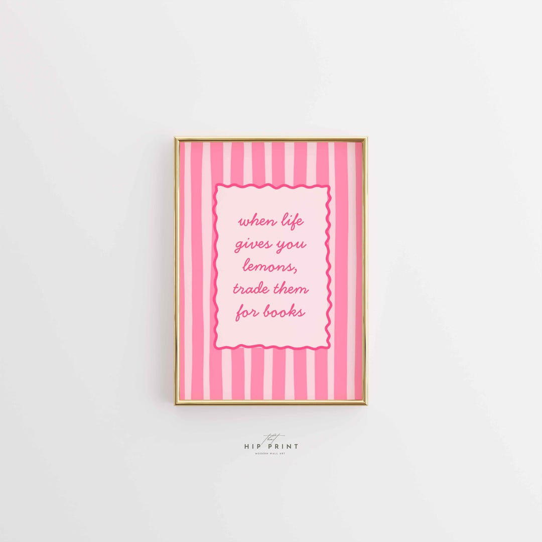 Pink Book Quote Art Print, Aesthetic Reading Corner (digital Download ...