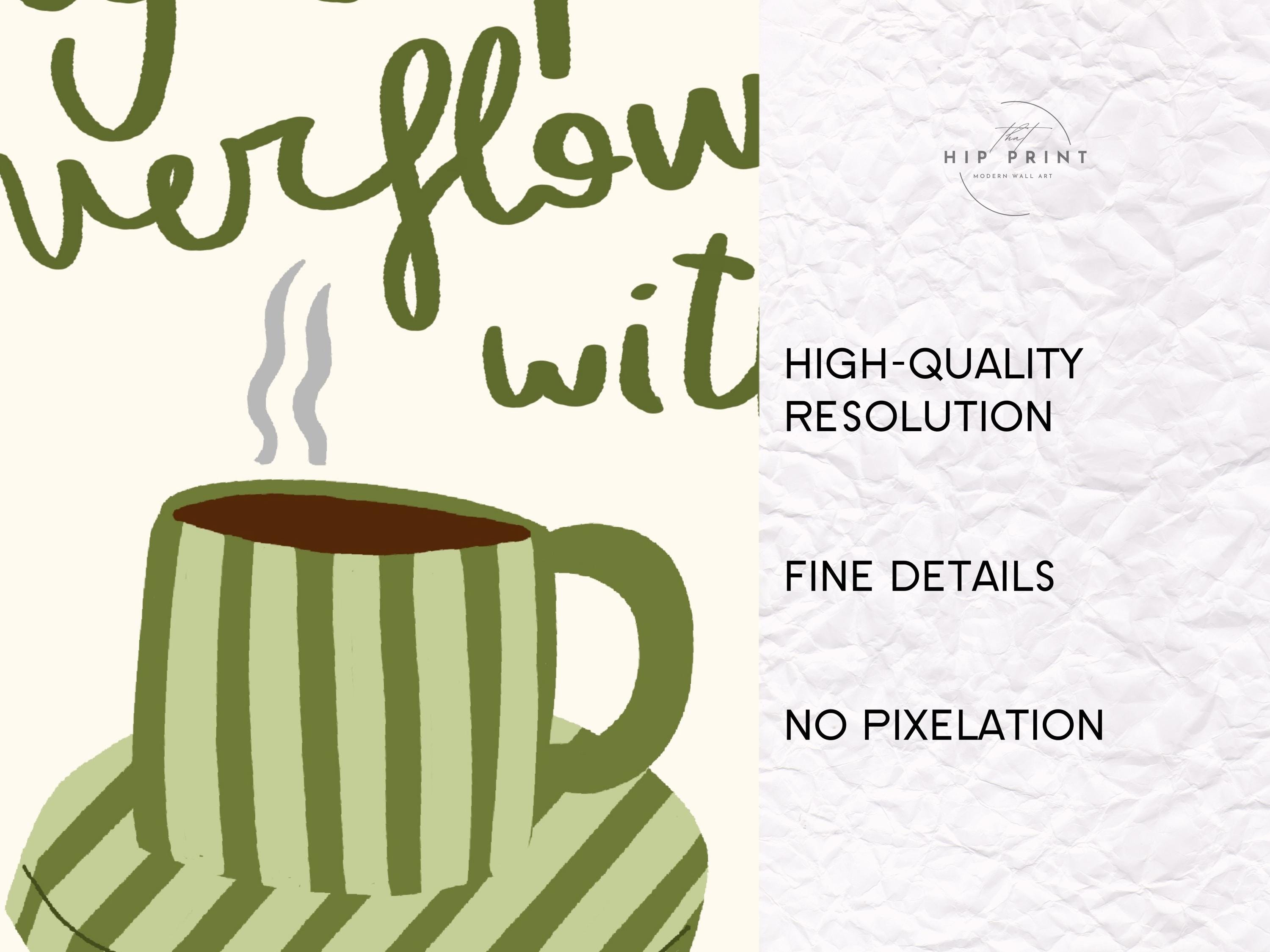My Cup Overflows With Blessings Print, Psalm 23 Wall Art, Christian ...