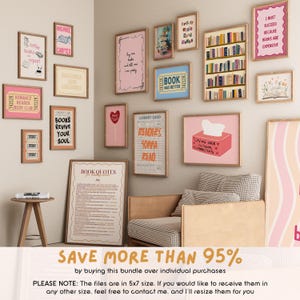 Book Lover Wall Set of 100, Printable Book Quotes Gallery, Cozy Reading ...