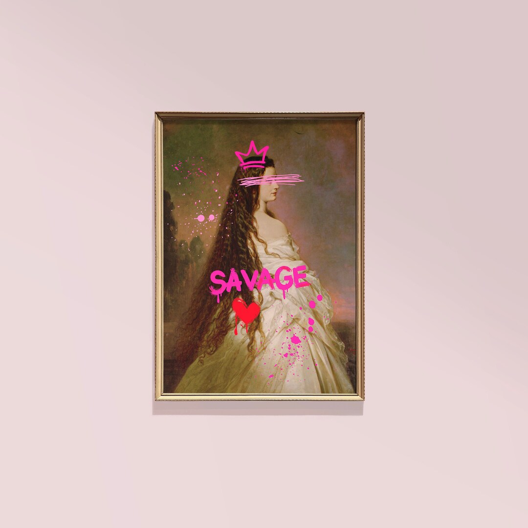 Altered Vintage Portrait Painting, Eclectic Printable Art (digital ...