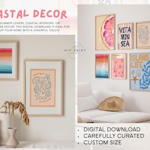 Tropical Wall Art Set of 6, Preppy Beach Poster Pack, Vitamin Sea ...
