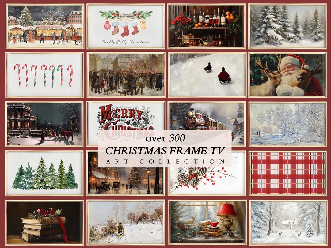 Christmas Frame TV Art Set of +300 ,cute Reindeers in Oil Paintings ...