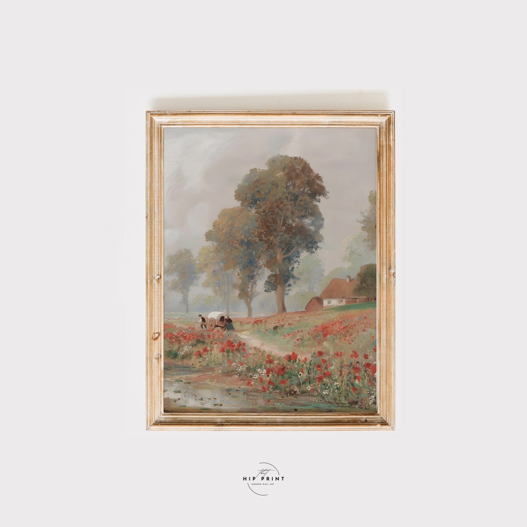 French Countryside Wall Print,oil Painting of Spring Landscape, Vintage ...