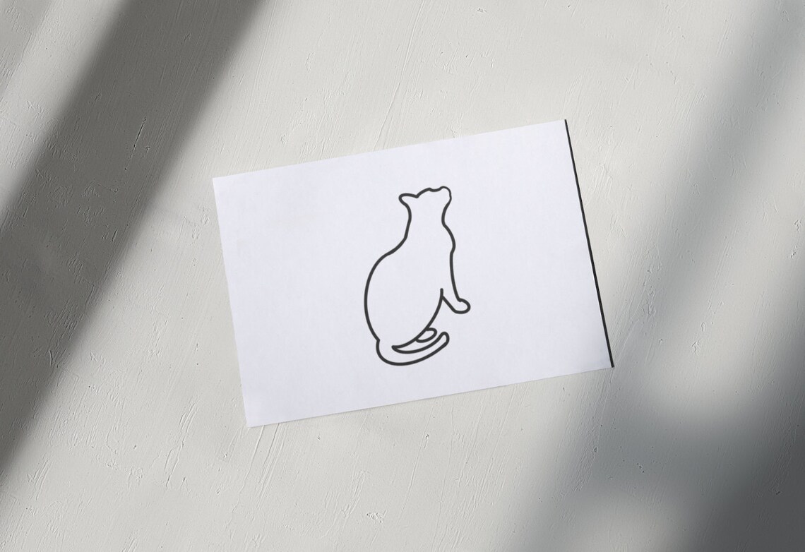 Outlined Cat Digital Print - Etsy