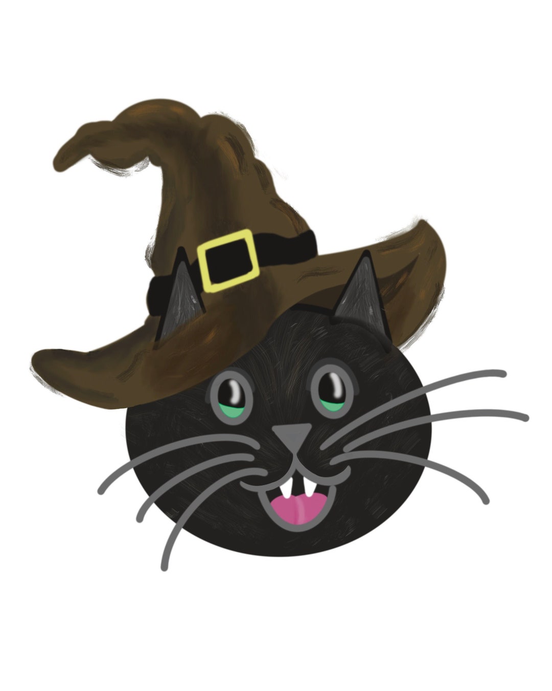 Black Cat Digital Art, Black Cat Halloween, Cute Black Cat Drawing ...