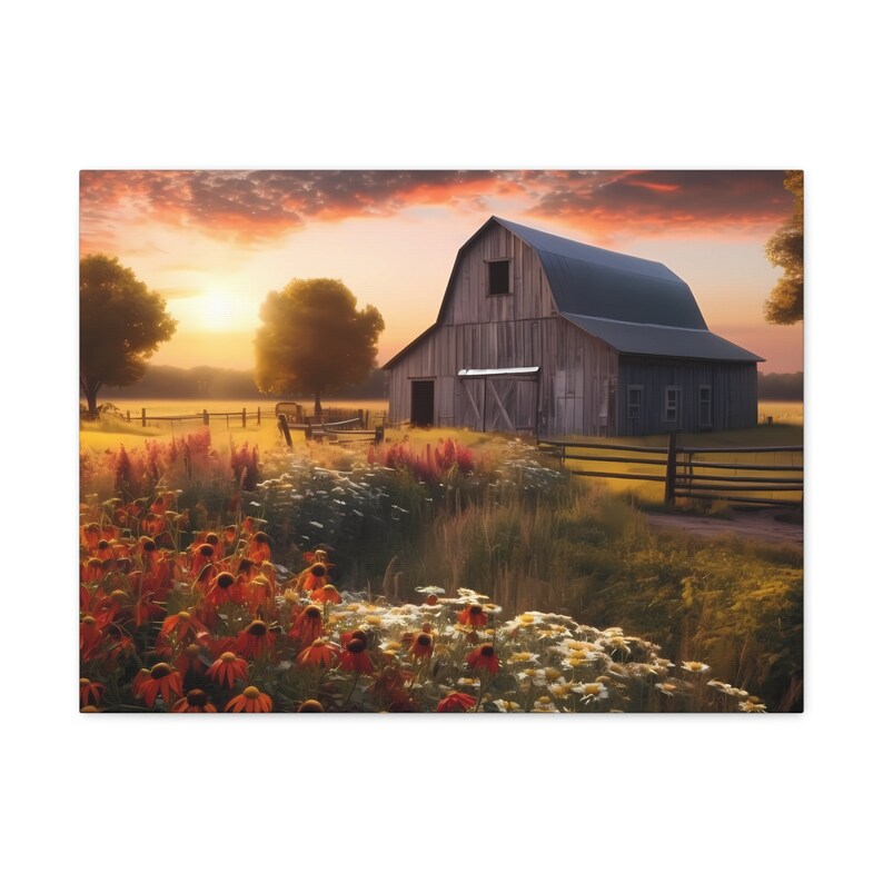 Blossom Farm, Red Barn Canvas Art, Farm Artwork - Etsy