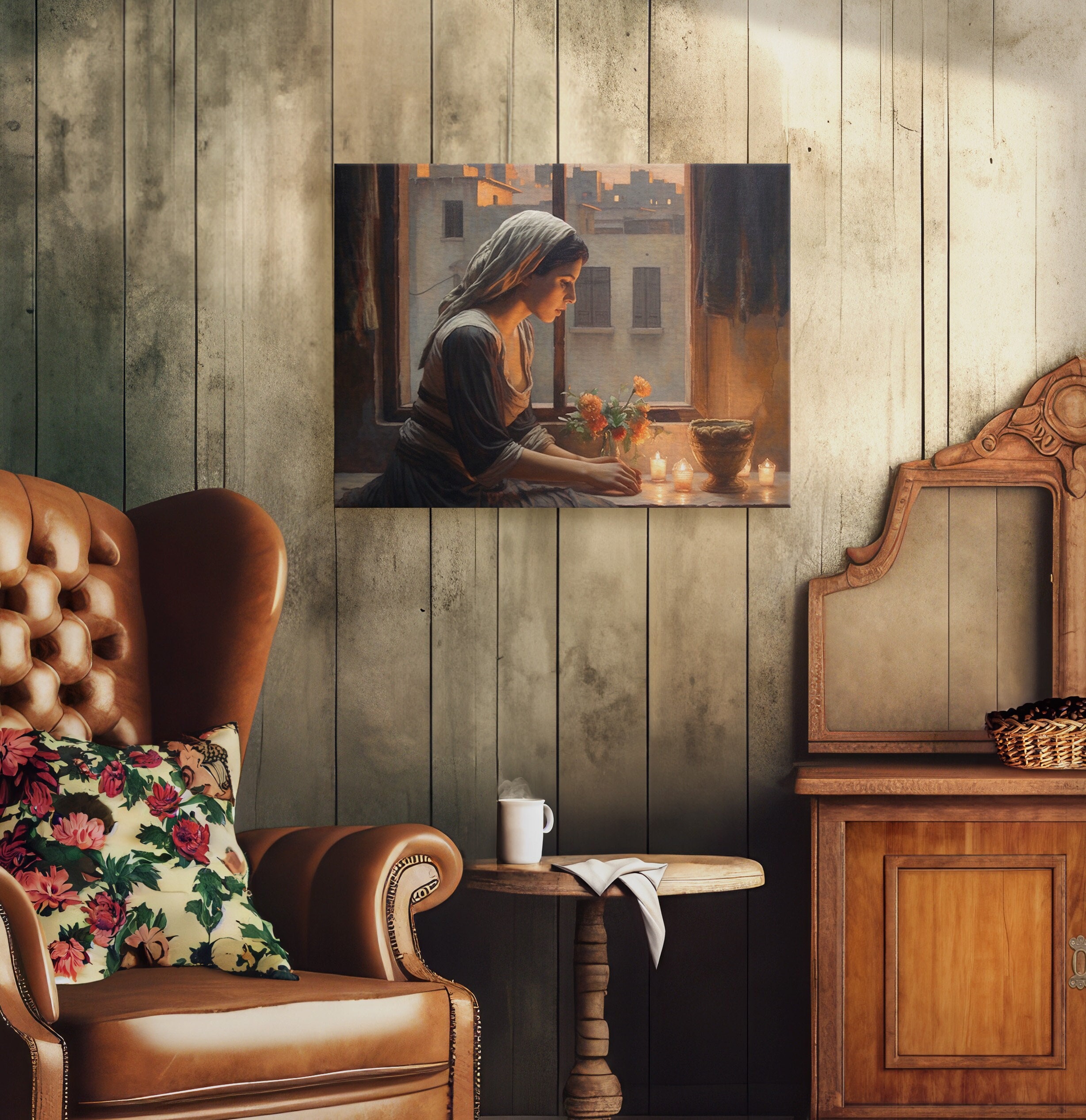 Canvas, Welcoming Shabbat, Woman Lighting the Sabbath Candles ...