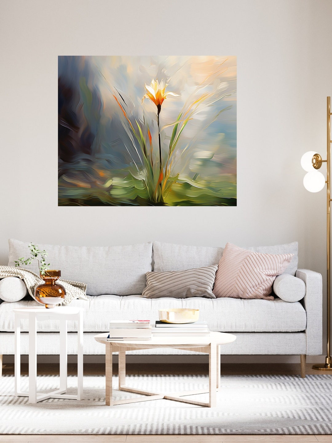 Fine Flower, Unique Canvas Flower Art, Impressionist Flower Art, Fine ...