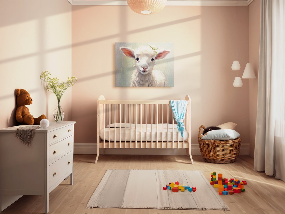 Innocence in Wool, Cute Lamb Canvas, Sheep Canvas, Farm Art, Farmhouse ...