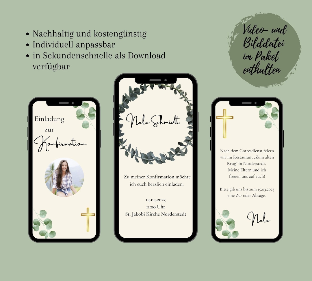 Digital Invitation for Confirmation | Animated Invitation With Photo ...