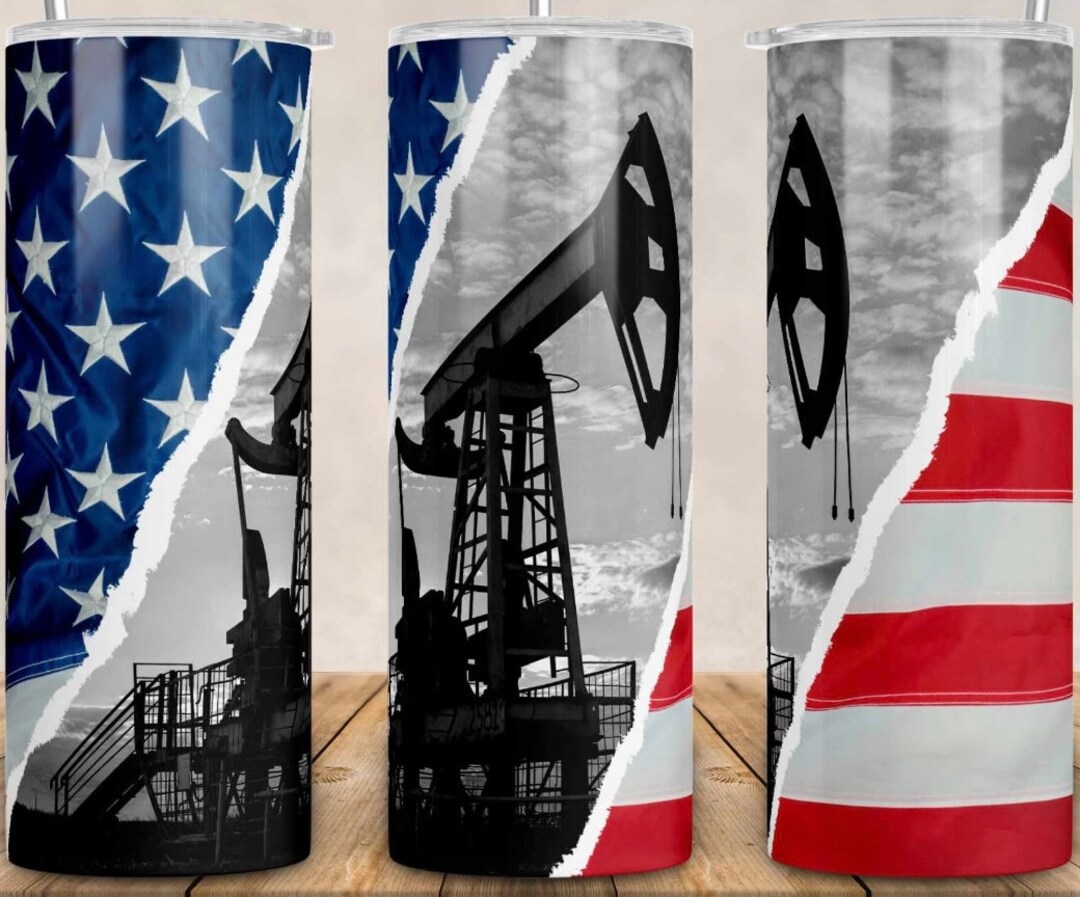 American Flag Oil Field Worker 22 Oz Straight Wall American Pride Oil ...