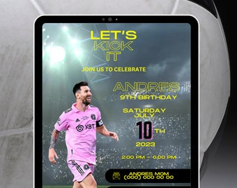 Editable Soccer Birthday Invitation Card Template Messi Birthday ...