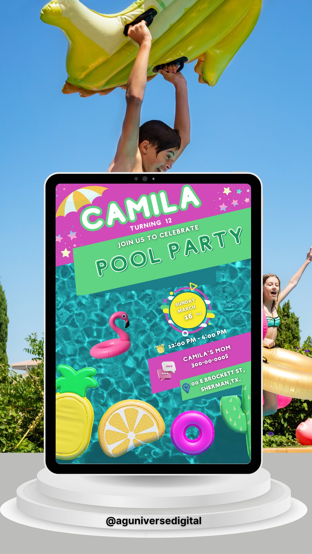 Pool Party Digital Invitation - Etsy