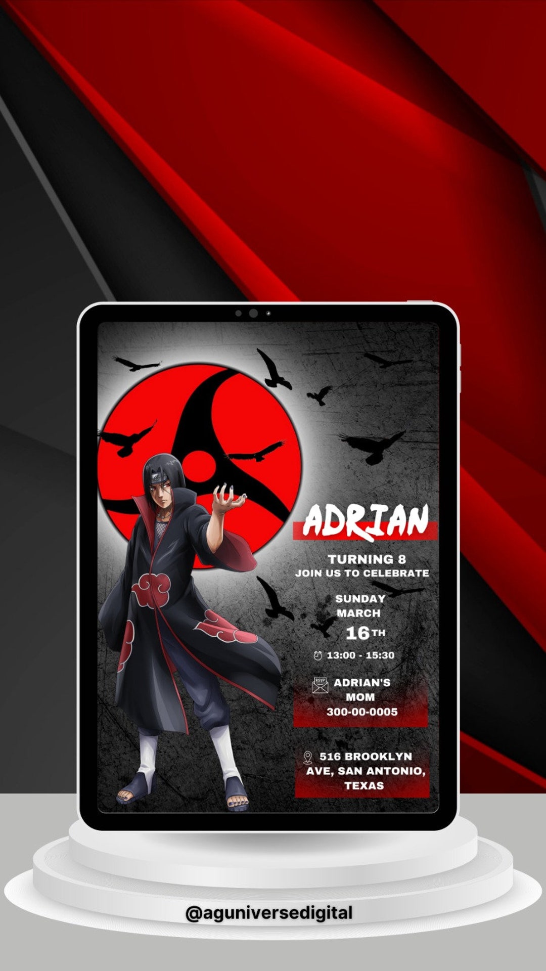 Ninja Anime Digital Invitation - Etsy
