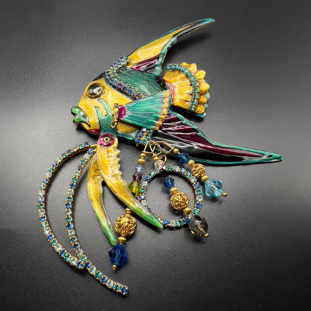 Vintage Novelty Gold-plate & Enamel Fish Signed LUNCH AT THE Ritz ...