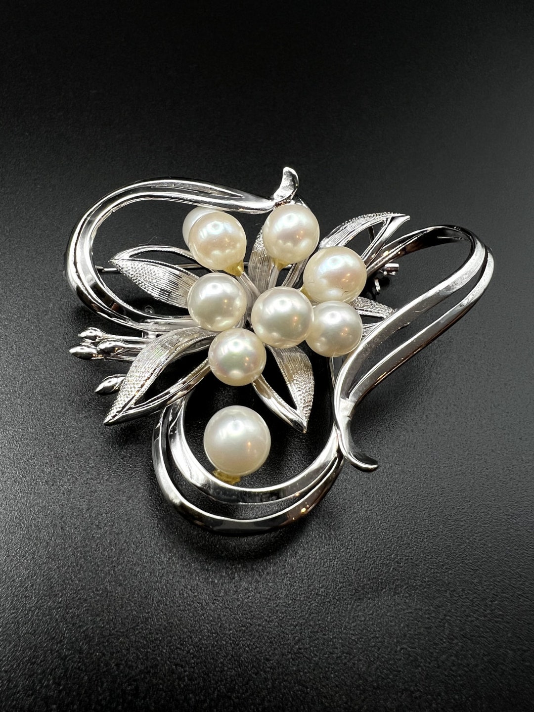 Vintage Marked Sterling Silver With Culture Pearls Brooch Pin - Etsy