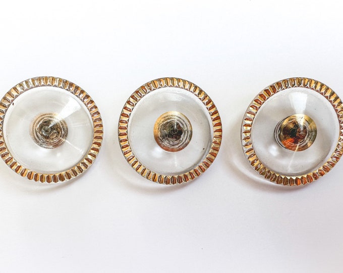Vintage Glass Art Deco Buttons, Glass 4-way Box Shank Buttons, Clear ...