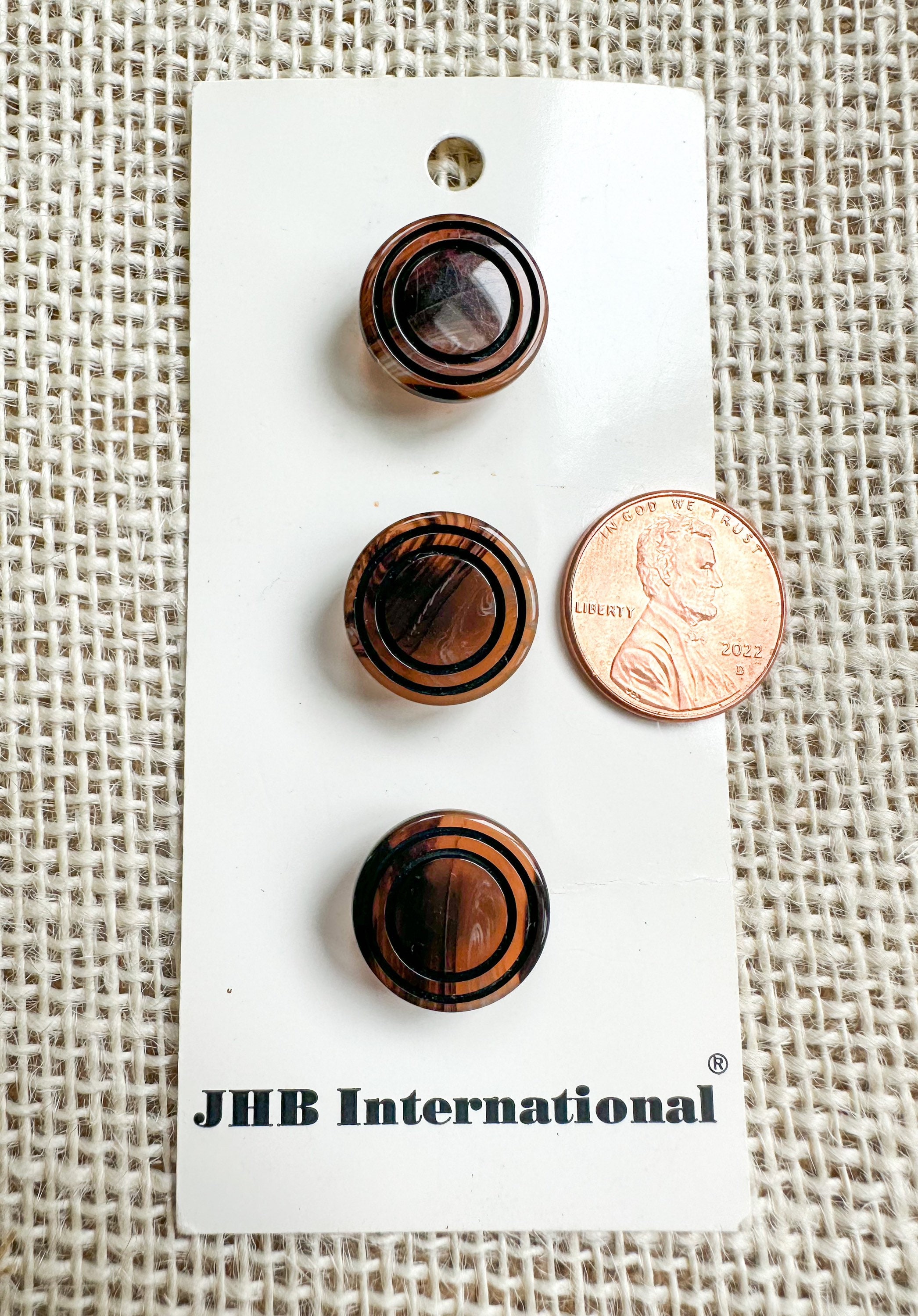 3 Vintage JHB International Brown Shank Buttons on Card JHB - Etsy